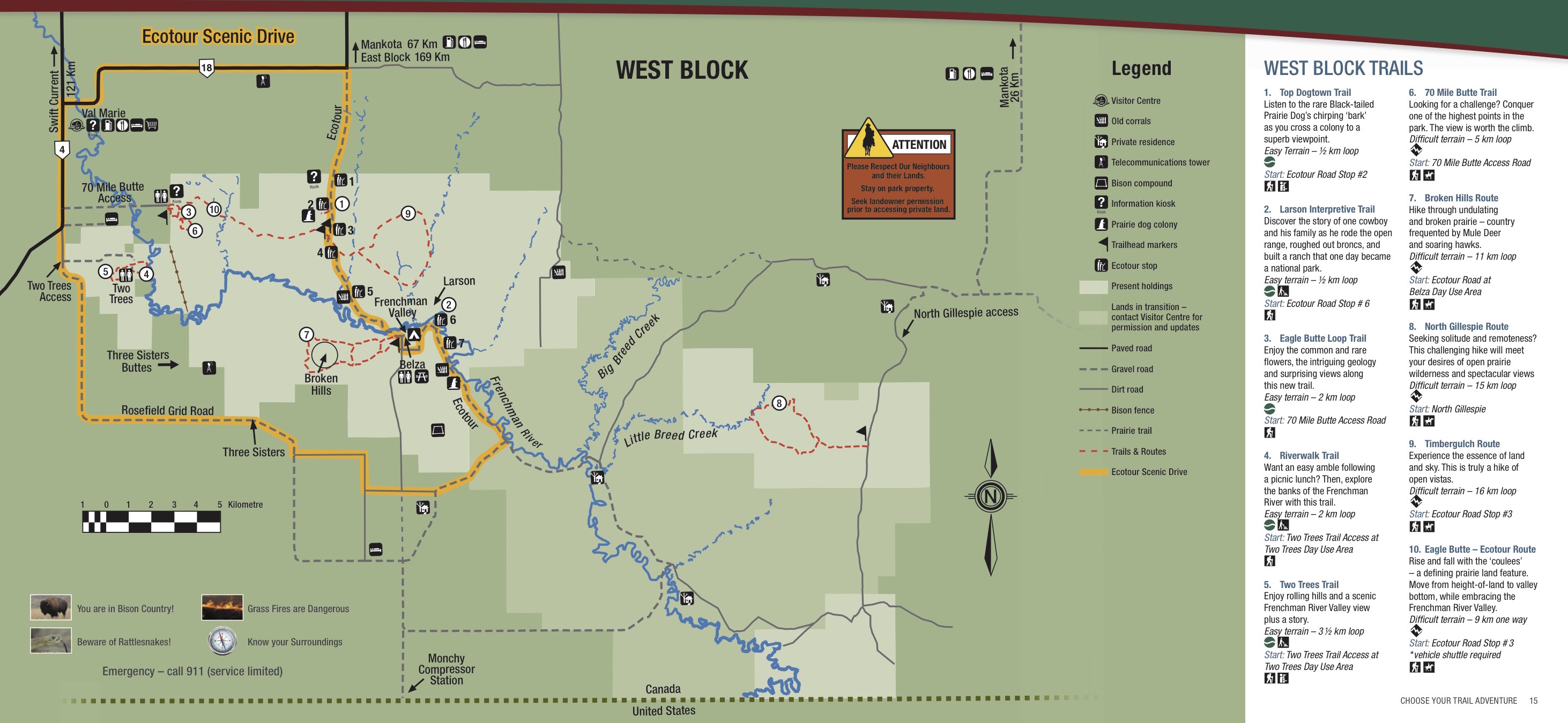 Grasslands National Park map – birds & musings